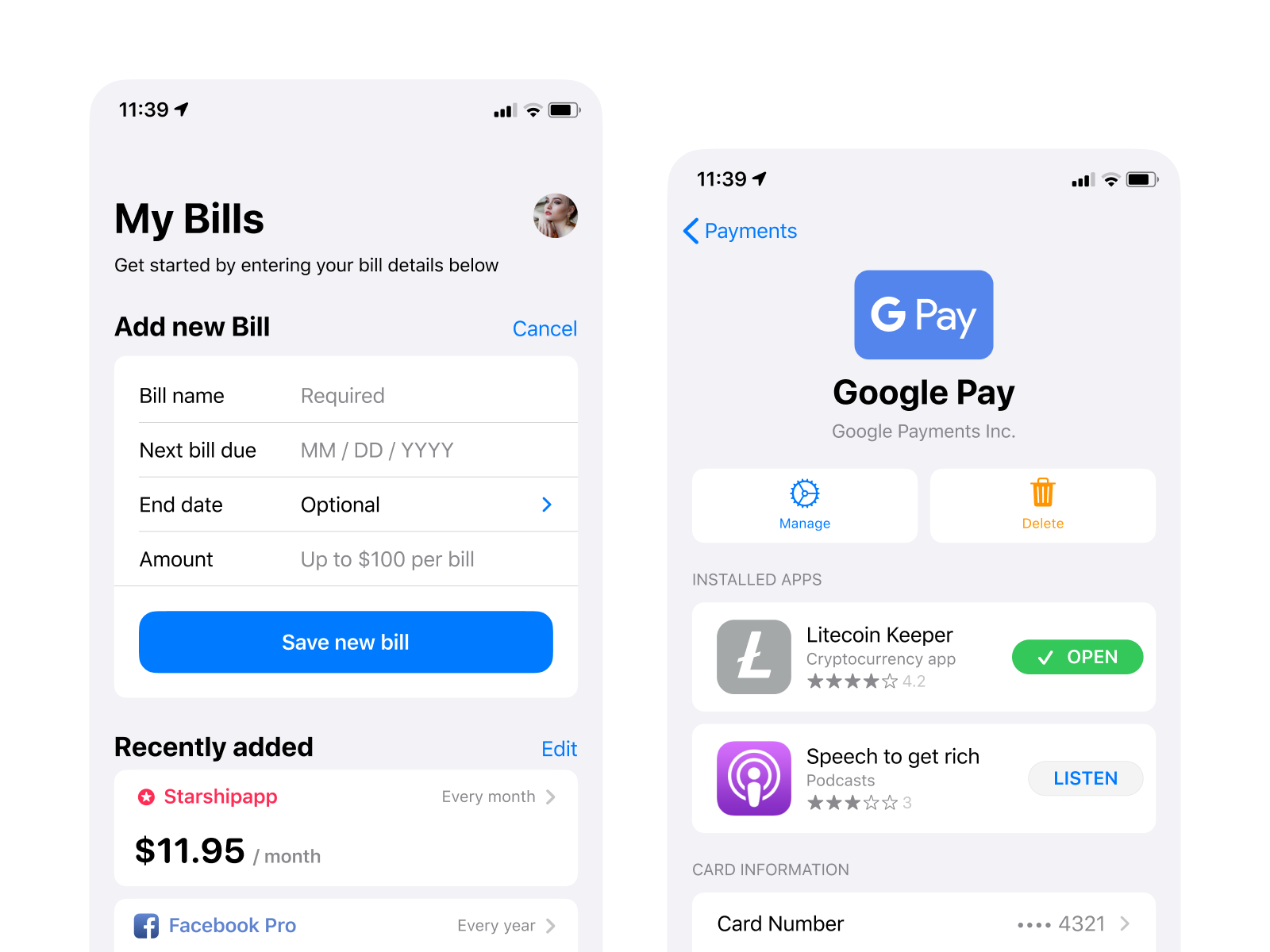 iOS 13 Figma templates - Finance, Payment, Bills by Setproduct on Dribbble