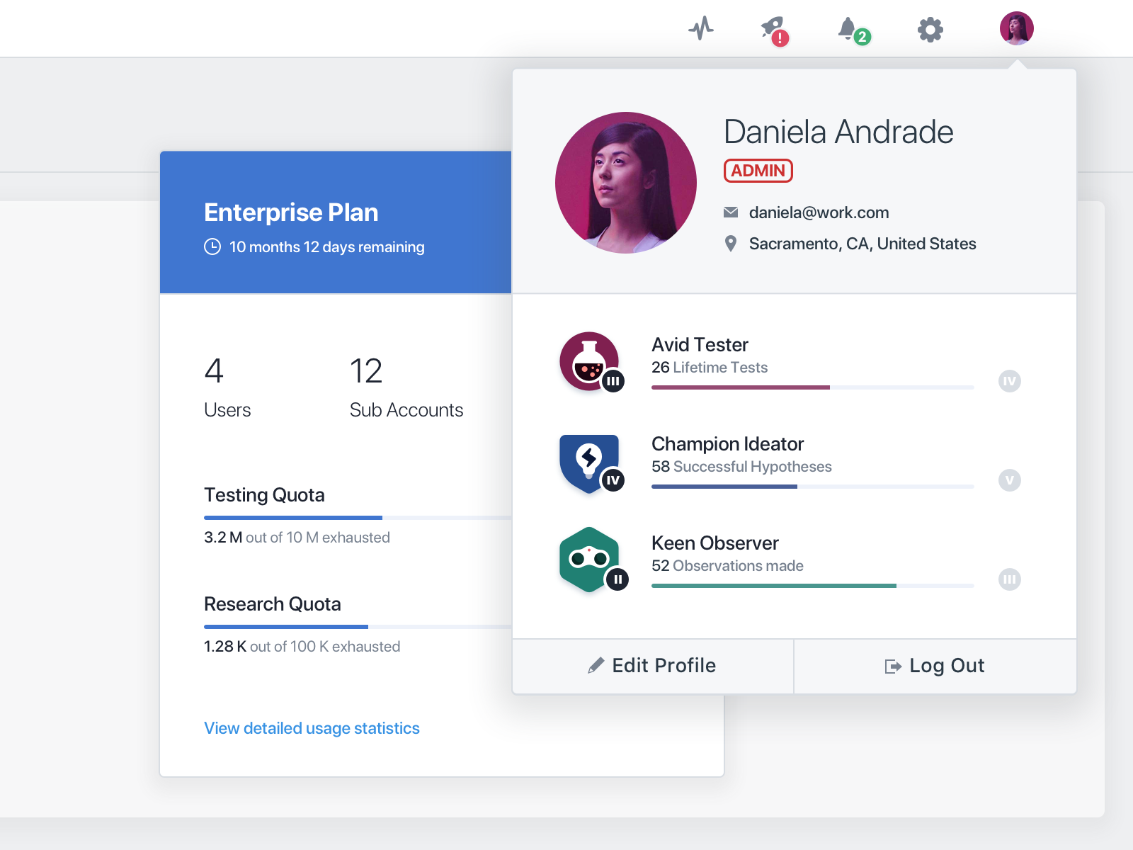 VWO Profile Dropdown by Varun Mohapatra for Wingify on Dribbble