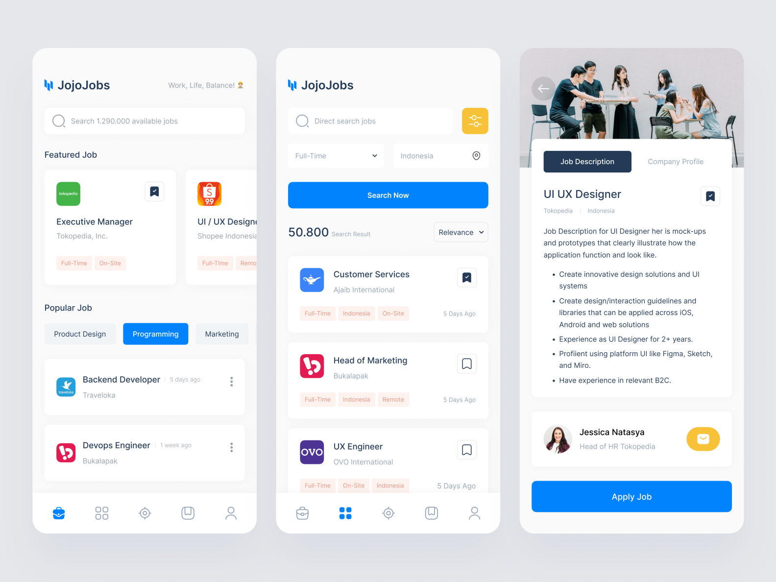 Job Finder Mobile App by Mirza Faturrachman on Dribbble