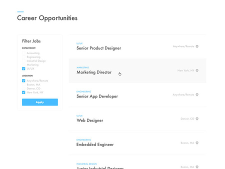 Filter Job Postings by Matt Bonini on Dribbble