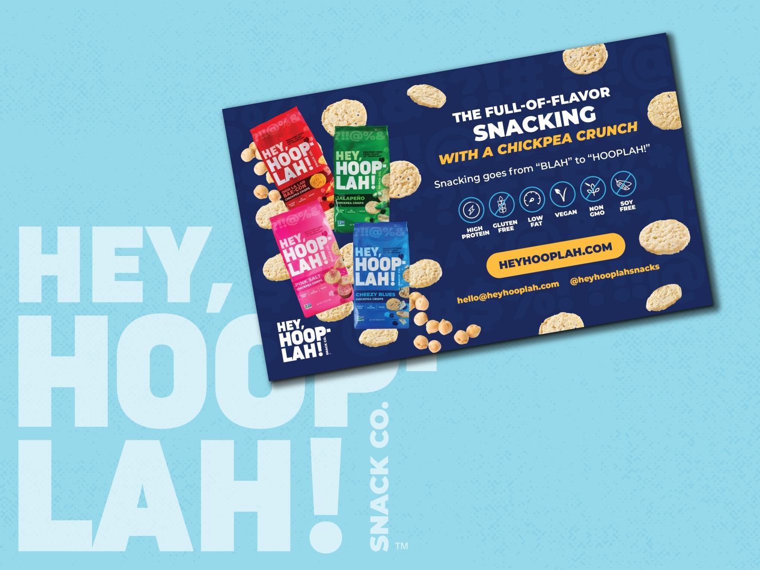 Hey, Hooplah! post card ad by Jennifer Boddam on Dribbble