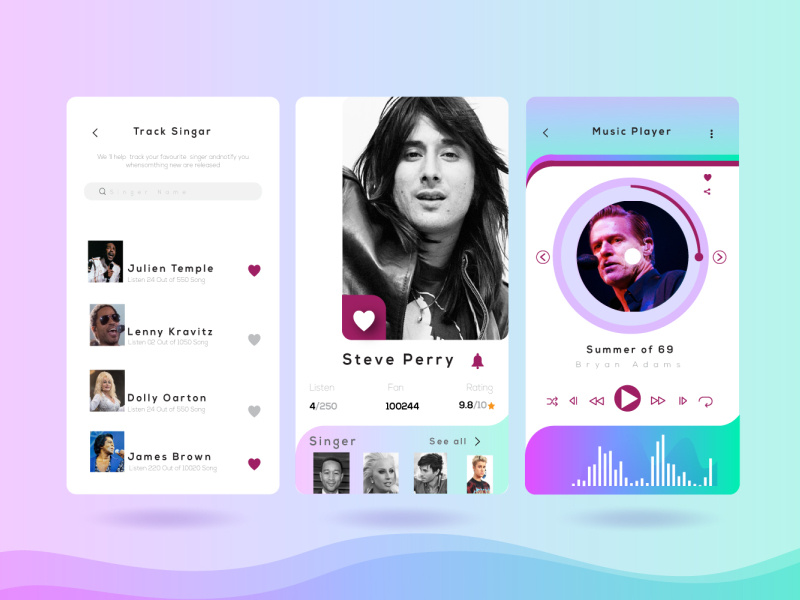 Singer Tracking Apps UI by Layes Mahfuj on Dribbble