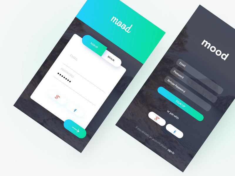 sign in UI by Ahmed on Dribbble