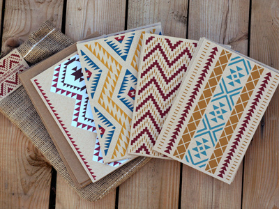 Finished set of hand printed Navajo-inspired note cards by Hero Design ...