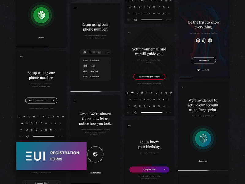 EUI Free Registration Walkthrough by Jim Endicott on Dribbble