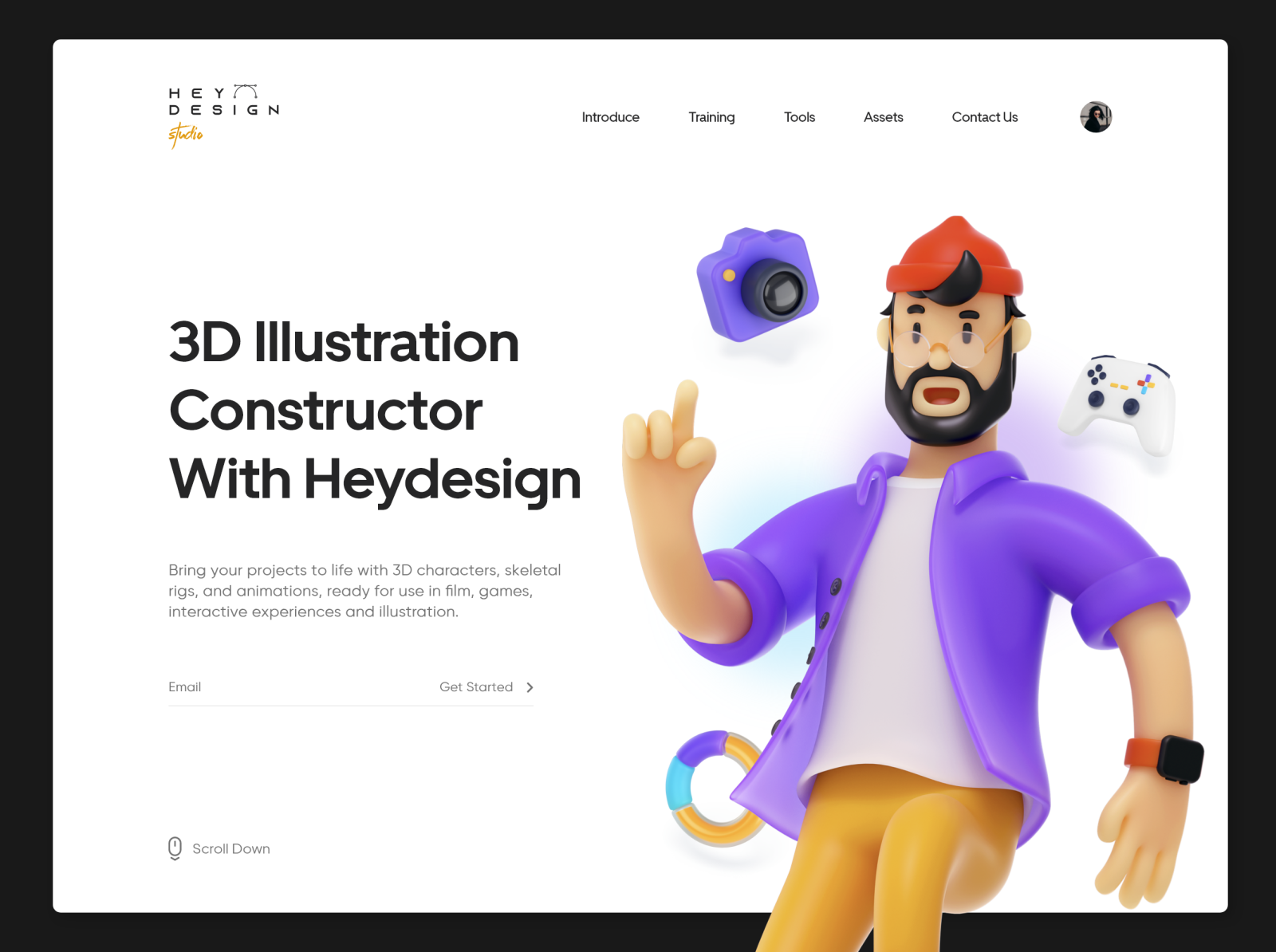 3D Landing Page by Hey Design Studio on Dribbble