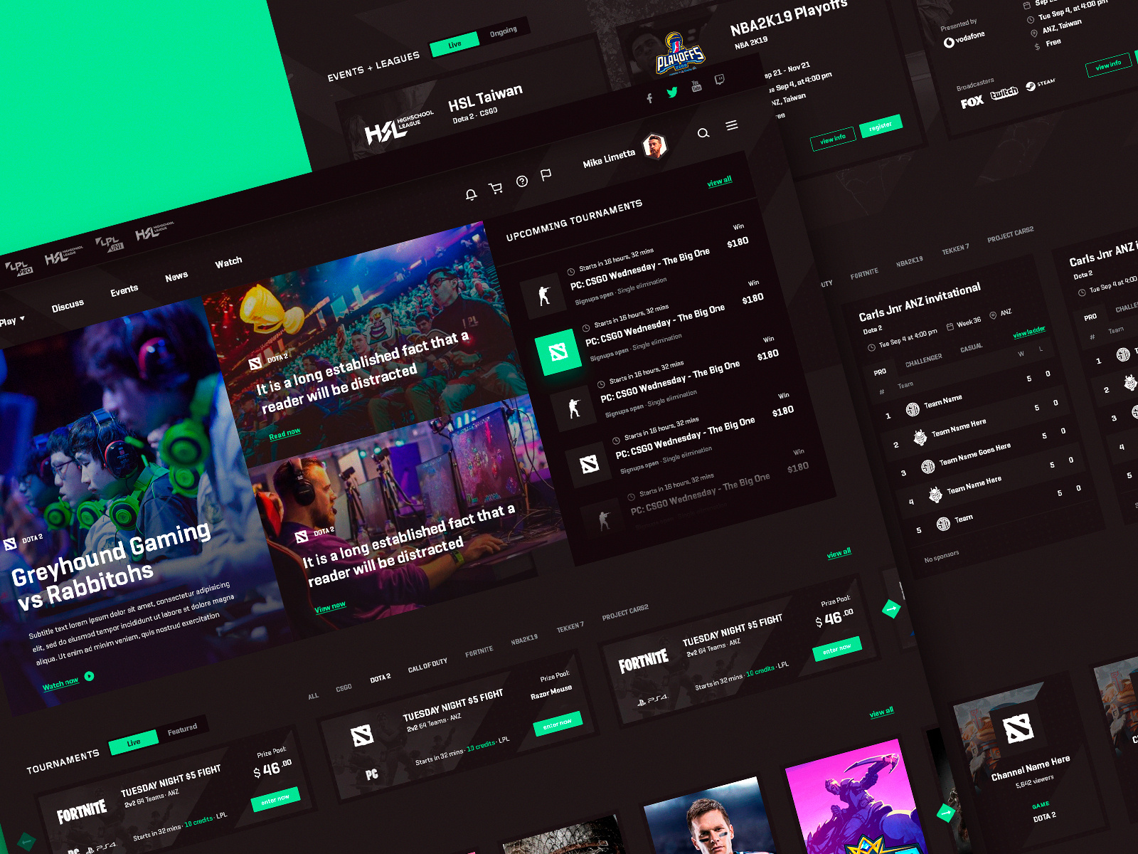 Esports Website by Guilherme Kerber for Koncepted on Dribbble