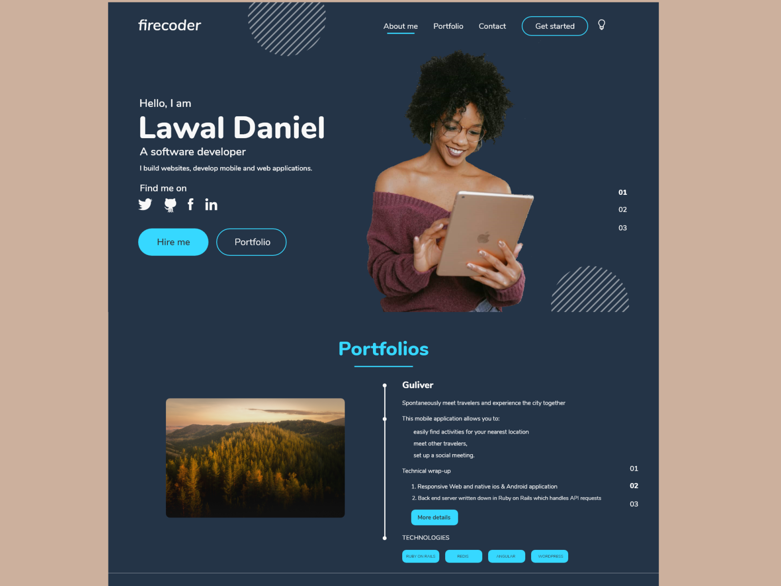 Developer Portfolio– Dark mode by Gbemisola on Dribbble