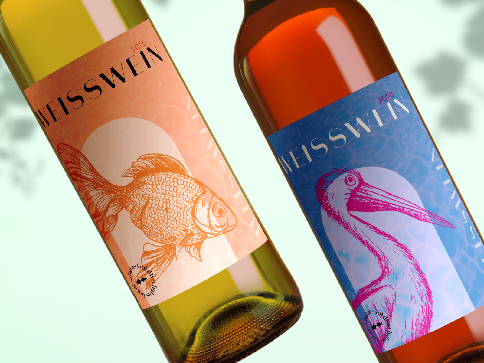 Wine label design with fish Illustration by Martine Iversen on Dribbble