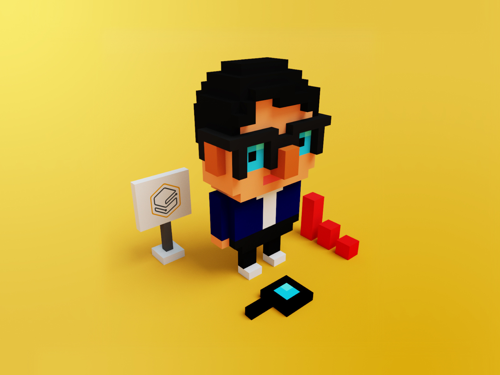 Character 3D Pixel by AnapatJ. for Skooldio on Dribbble