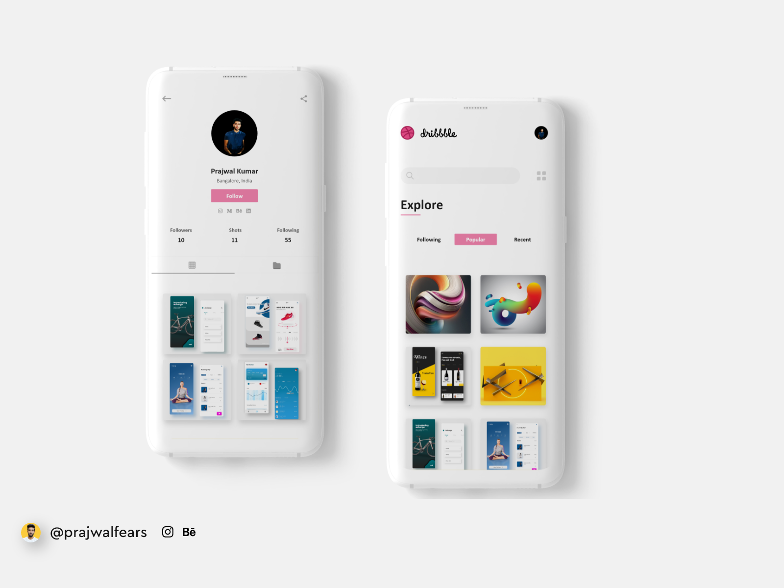 Dribbble app redesign by Prajwal Kumar ss on Dribbble