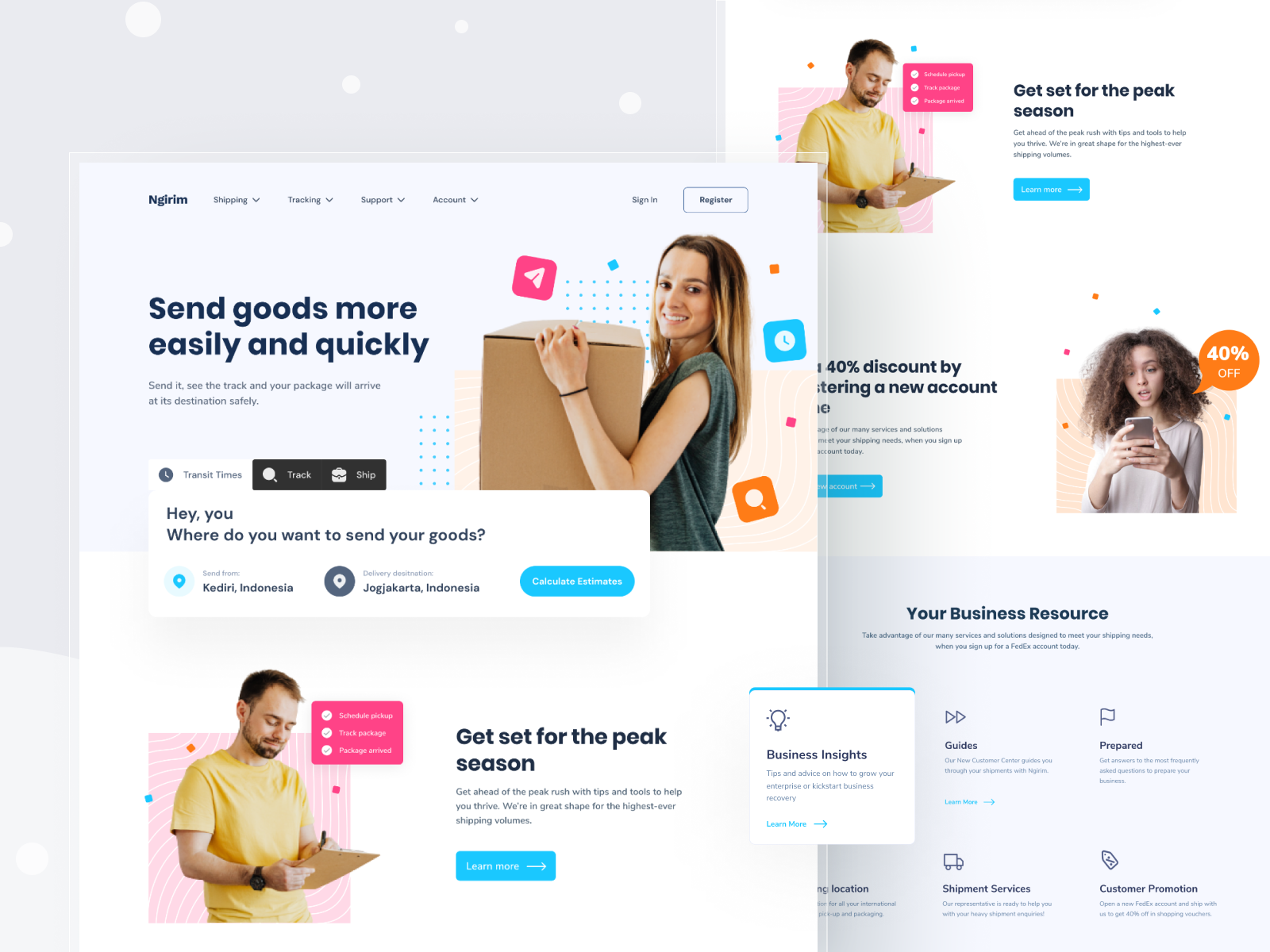 Ngirim - Package Delivery Website by Malik Wibowo for Pelorous on Dribbble