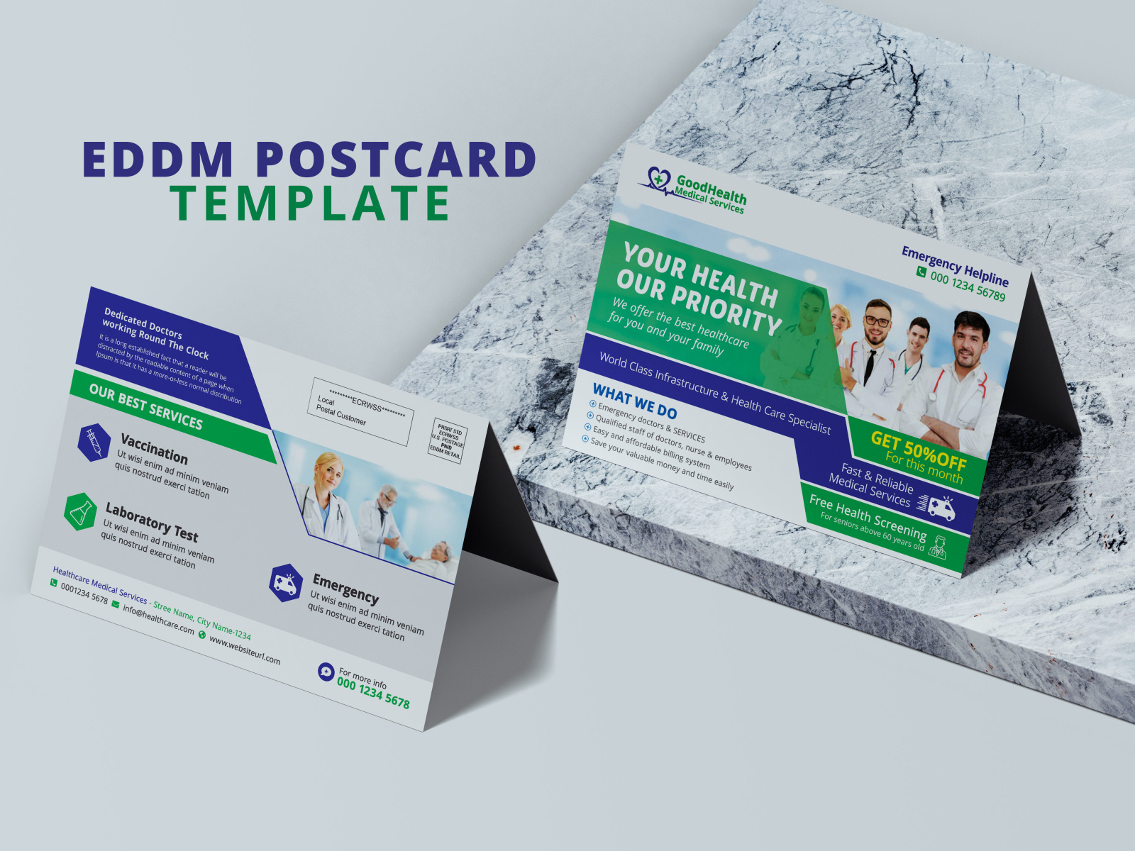 Medical Healthcare Direct Mail Postcard Template by VisualGraphics on ...