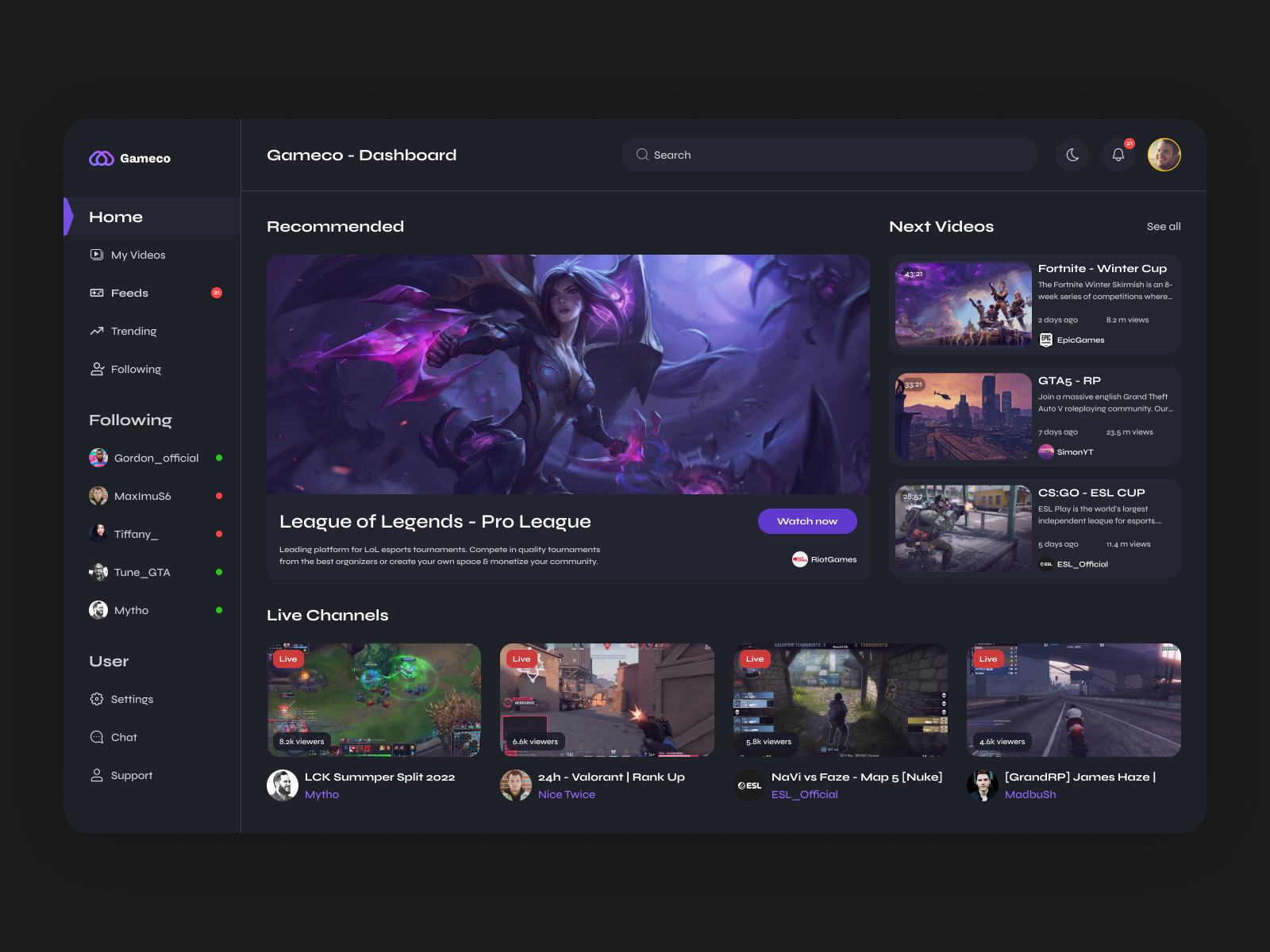 Dashboard - Streaming Platform by Patryk Moskot on Dribbble
