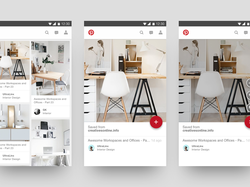Pinterest Material Design by Sam on Dribbble