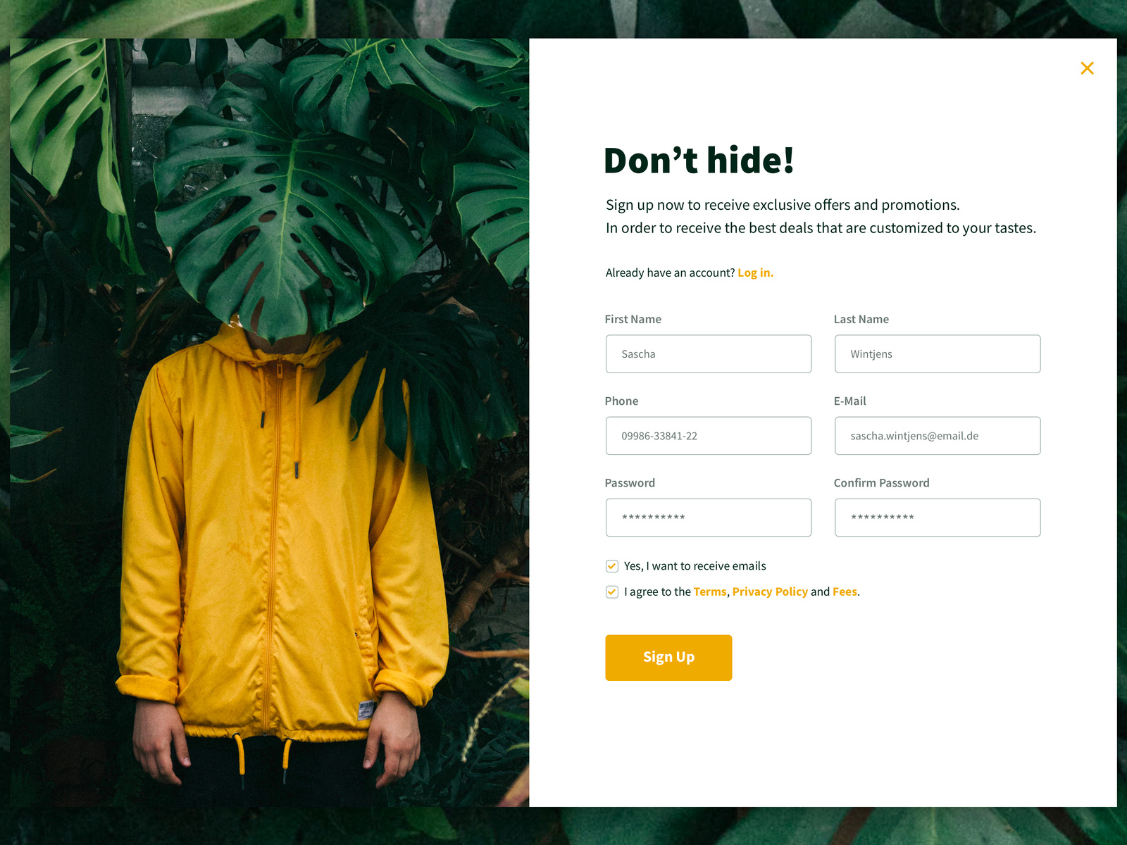 Daily UI: #001 Sign Up by Sascha Wintjens on Dribbble