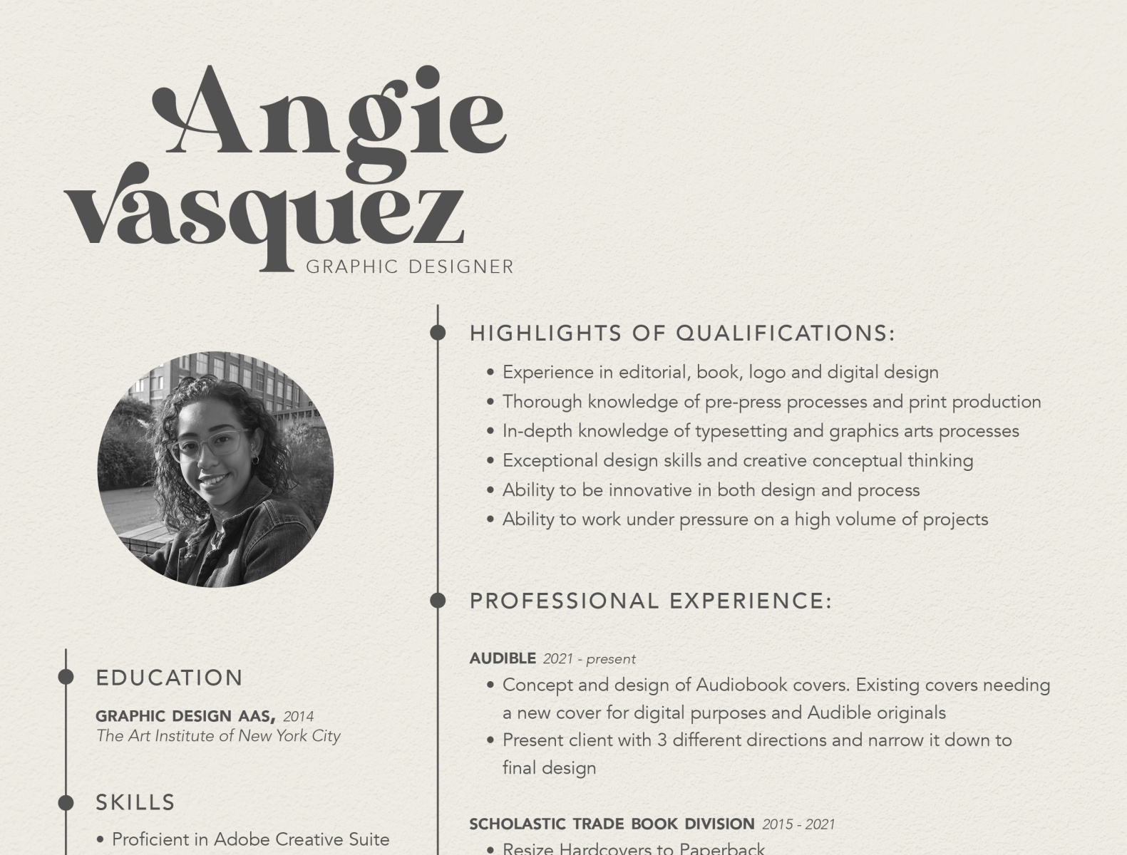 Resume by Angie Vasquez on Dribbble