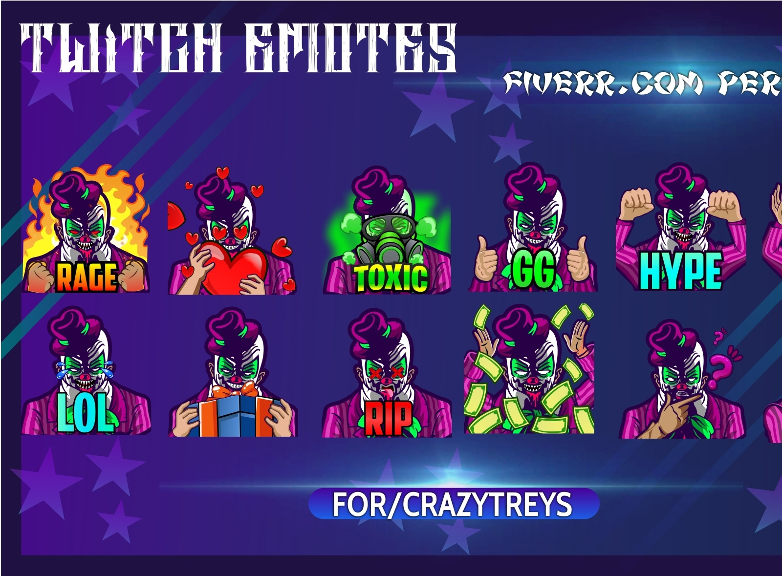 joker twitch emotes by LogoDesigner(Freelancer) on Dribbble