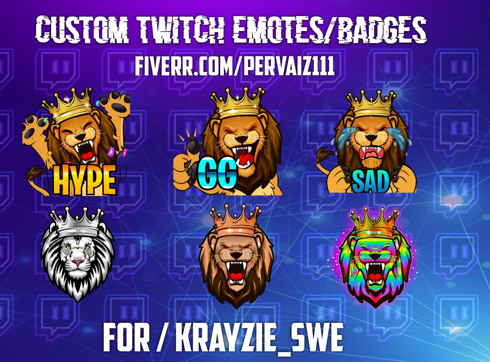 lion twitch emotes and badges by CartoonArtist(Freelancer) on Dribbble