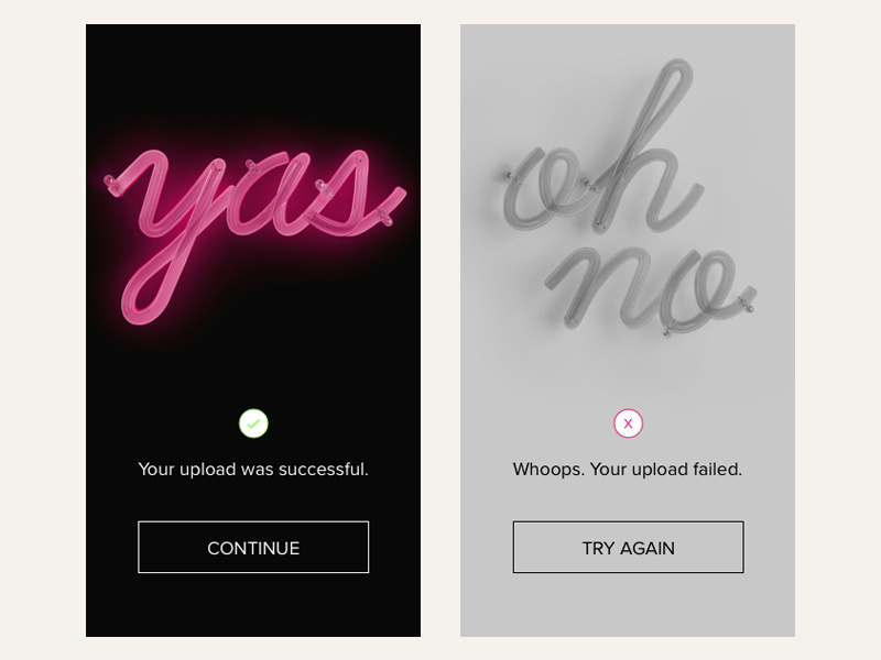 Day011 DailyUI - success/fail message by Iva Zugic on Dribbble