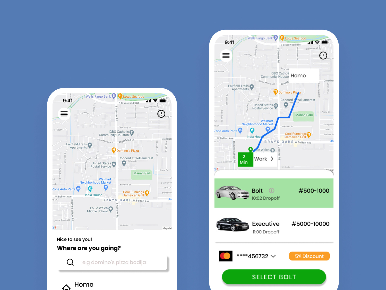 Bolt app design for I4G week 1 task by Ojugbeli Mercy on Dribbble