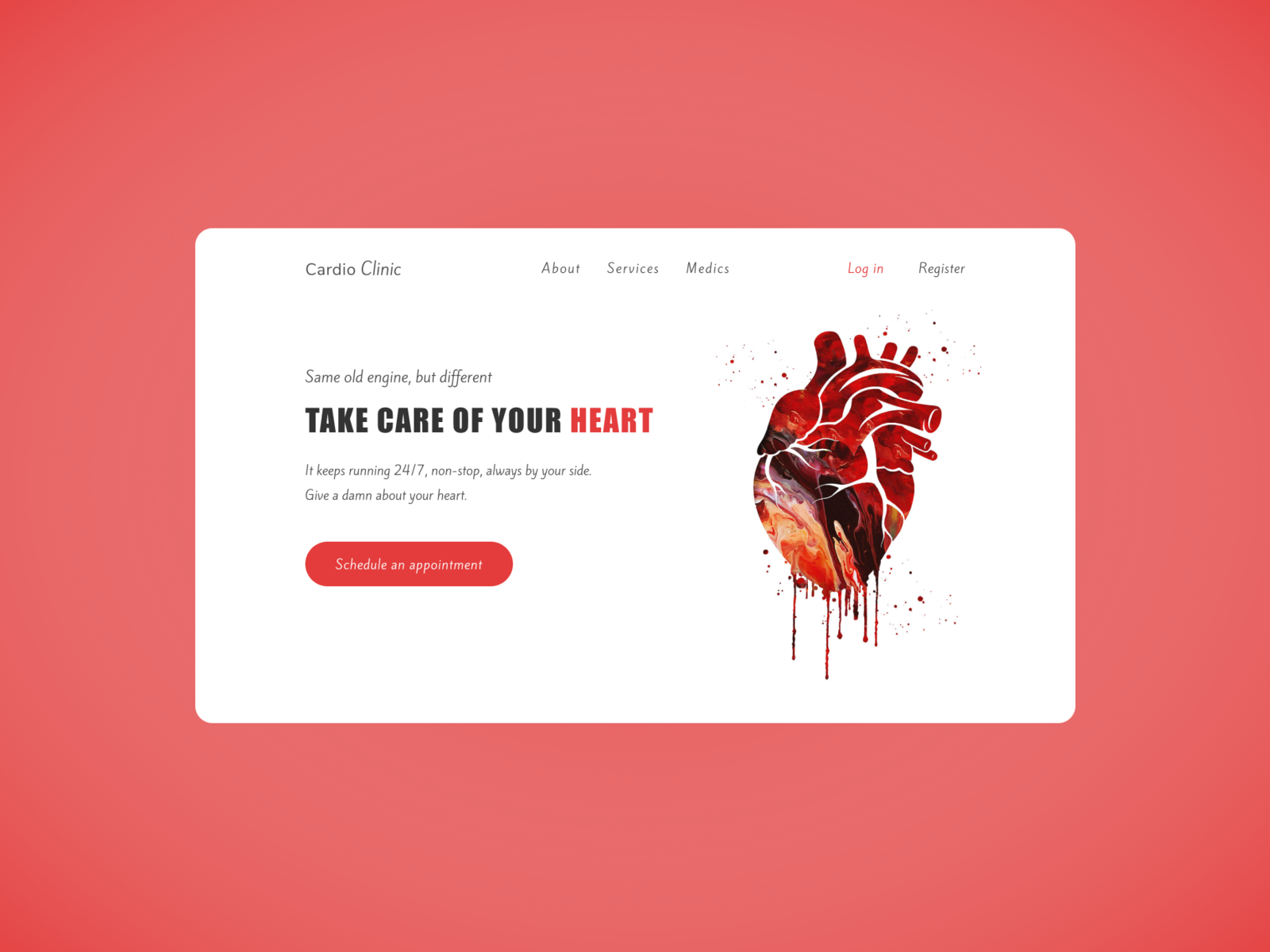 cardio clinic hero section by Andrei J on Dribbble