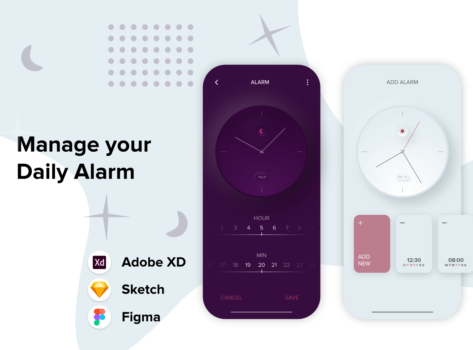 Alarm Mobile App UI Design by Shazib Farooq on Dribbble