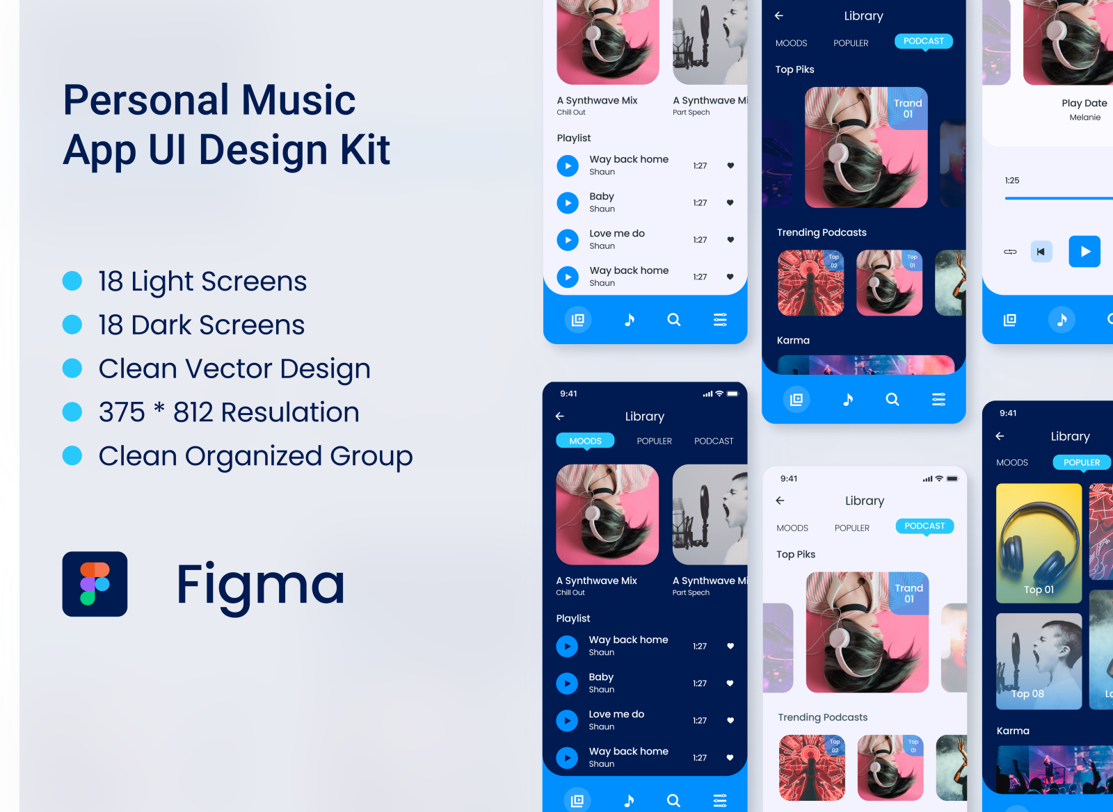 Personal Music App UI Design - Light and Dark Version by Kawsar Ahmed 🏅 ...