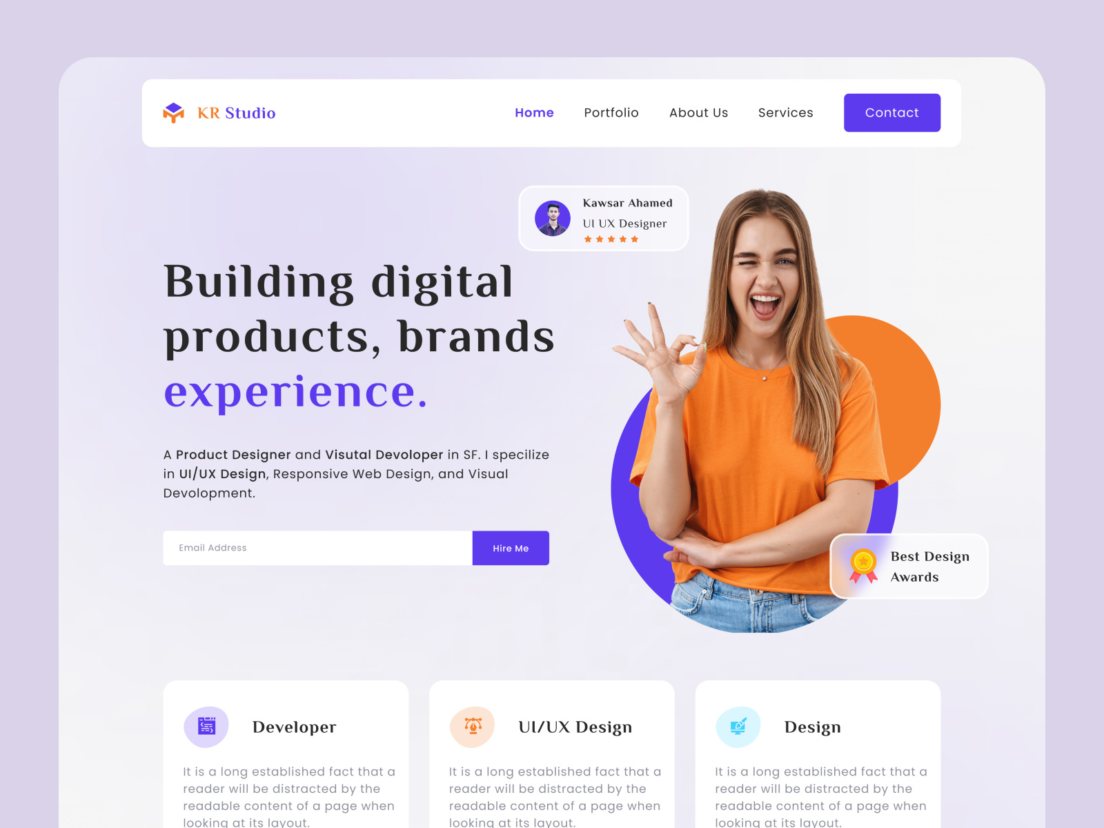 Freelancer Portfolio Web Header Exploration by Kawsar Ahmed 🏅 on Dribbble