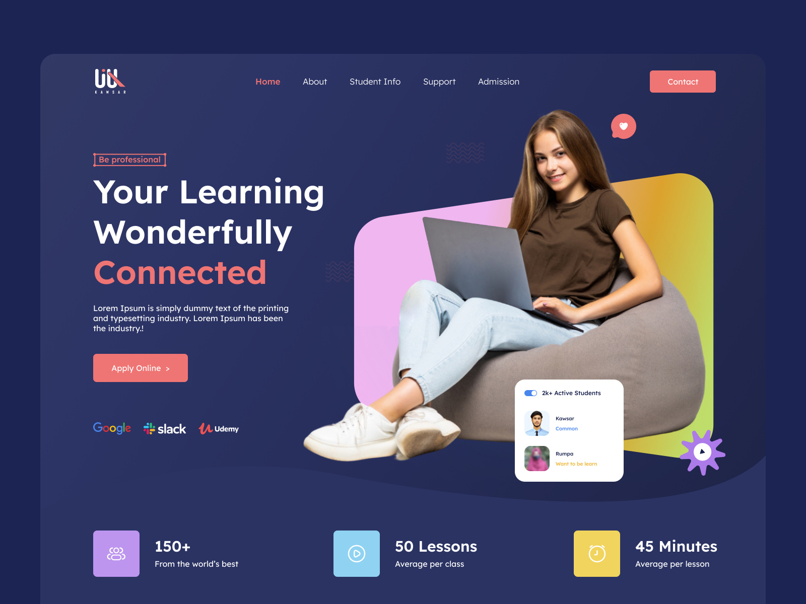 E-learning Website Landing Page by Kawsar Ahmed 🏅 on Dribbble