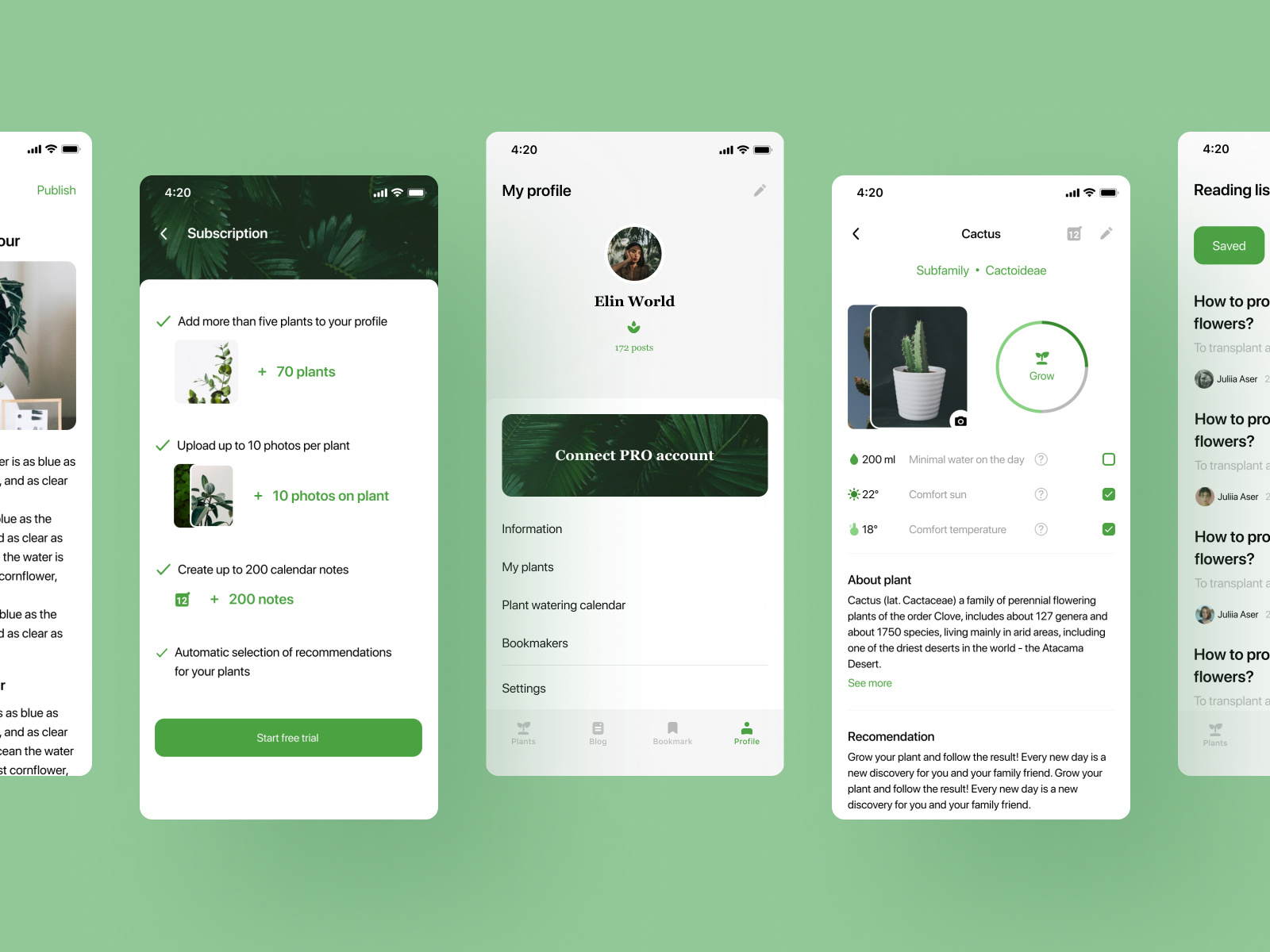 Mobile app - PlantMe by Alena Novozhenova on Dribbble