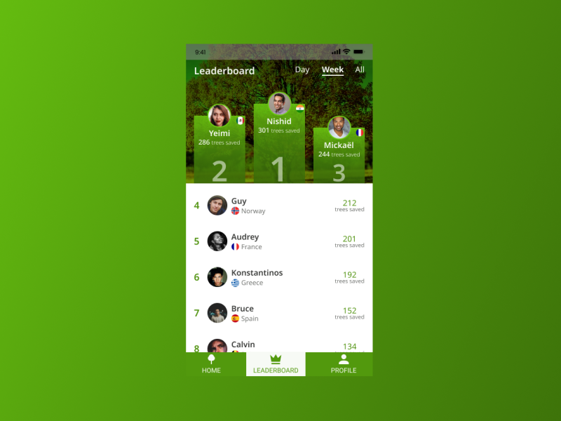 Leader Board by Sebastien Chaine on Dribbble