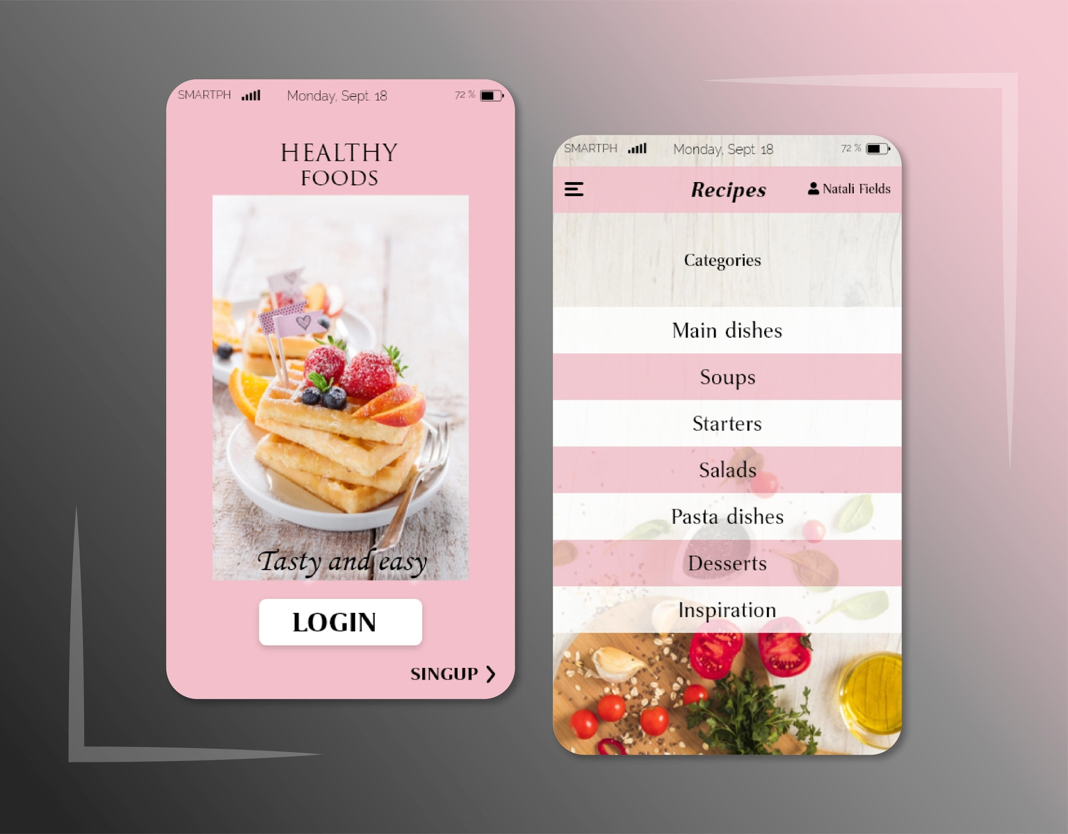Healthy foods app by Tatyana Gocheva on Dribbble