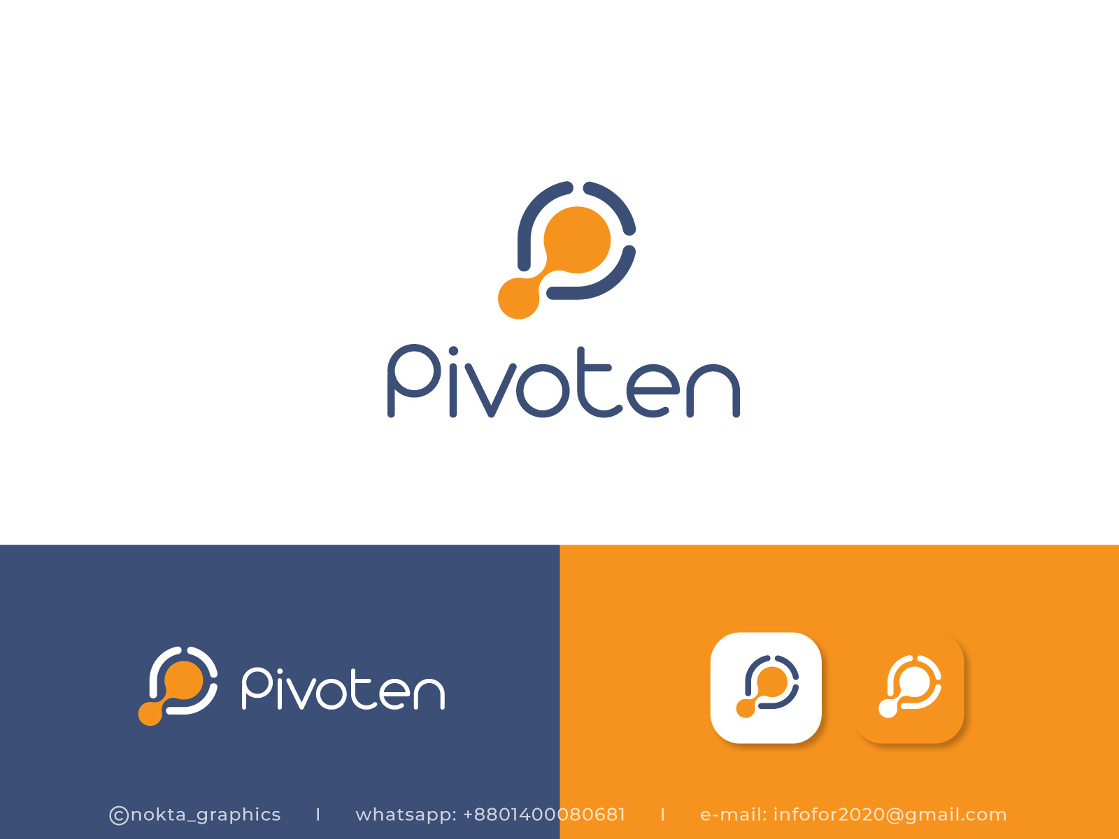 Pivoten logo design, P letter tech logo by Nokta Graphics on Dribbble