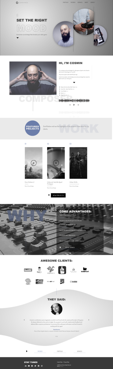 Freelancer Sound Design Portfolio Website by Camelia Filip on Dribbble