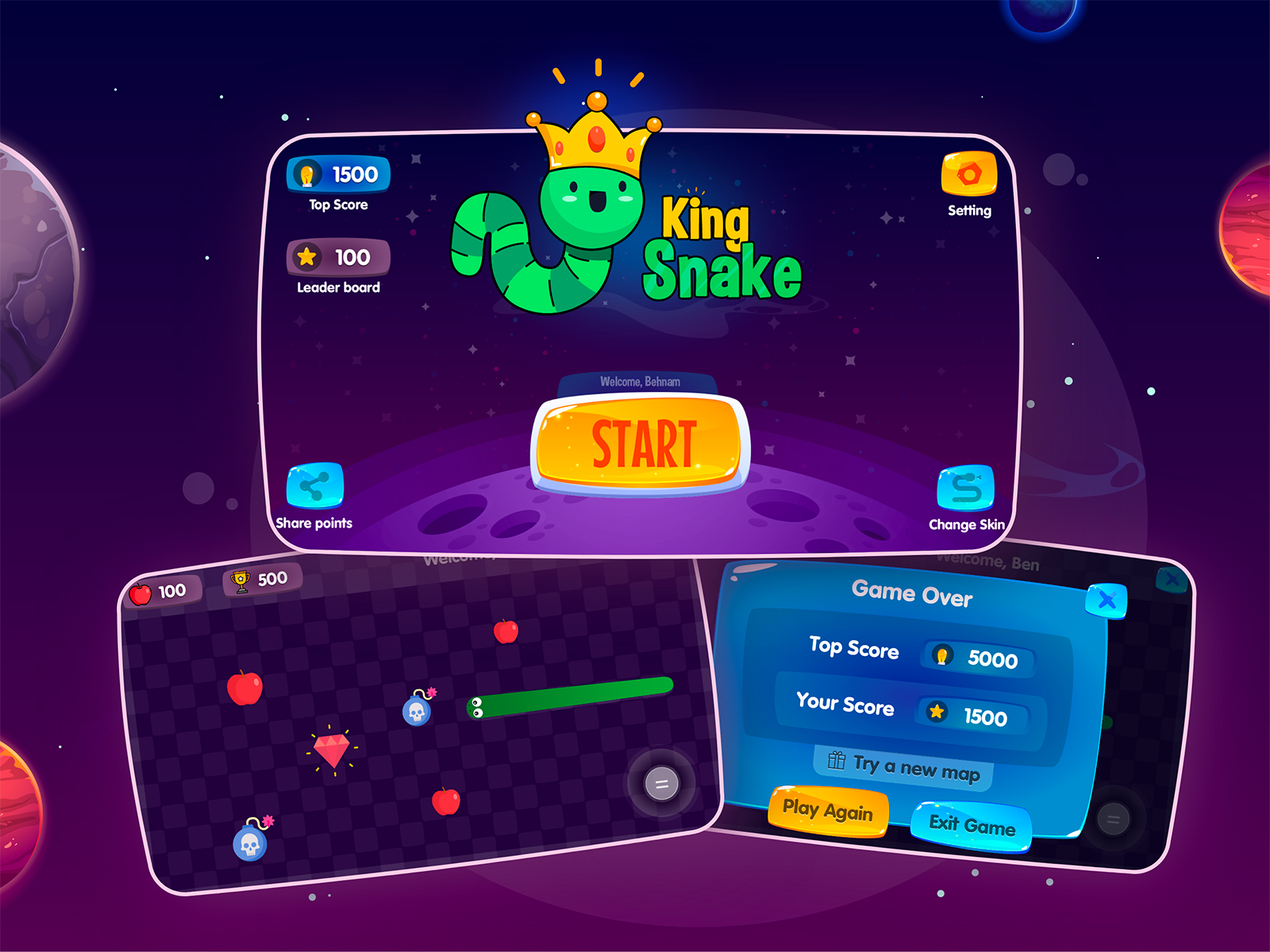 KingSnake Game UI-UX Design by Ben Design on Dribbble