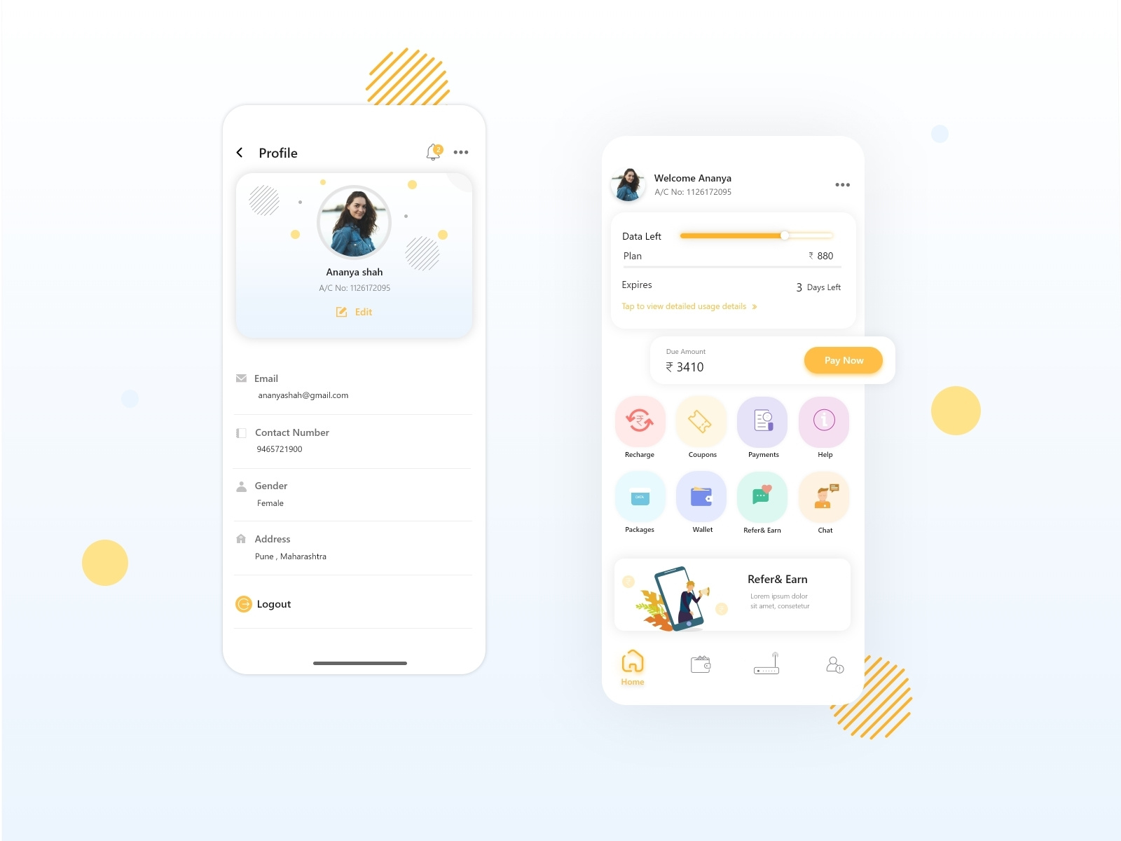Broadband Concept Mobile App by Kavya shree Sankhala on Dribbble