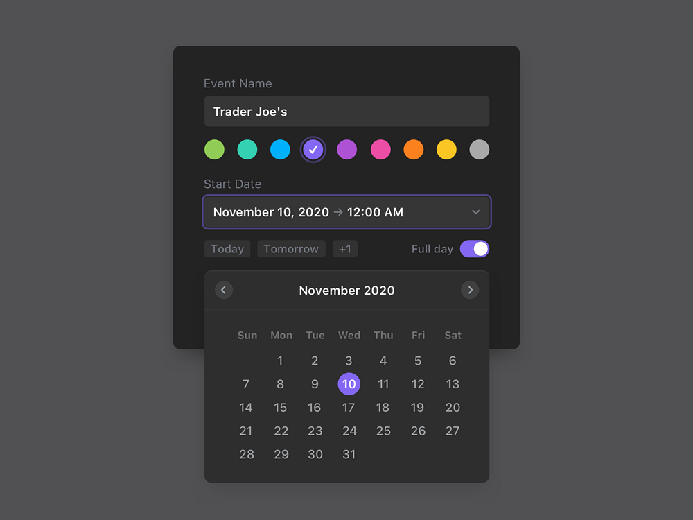 UI Calendar Component by bg-d on Dribbble
