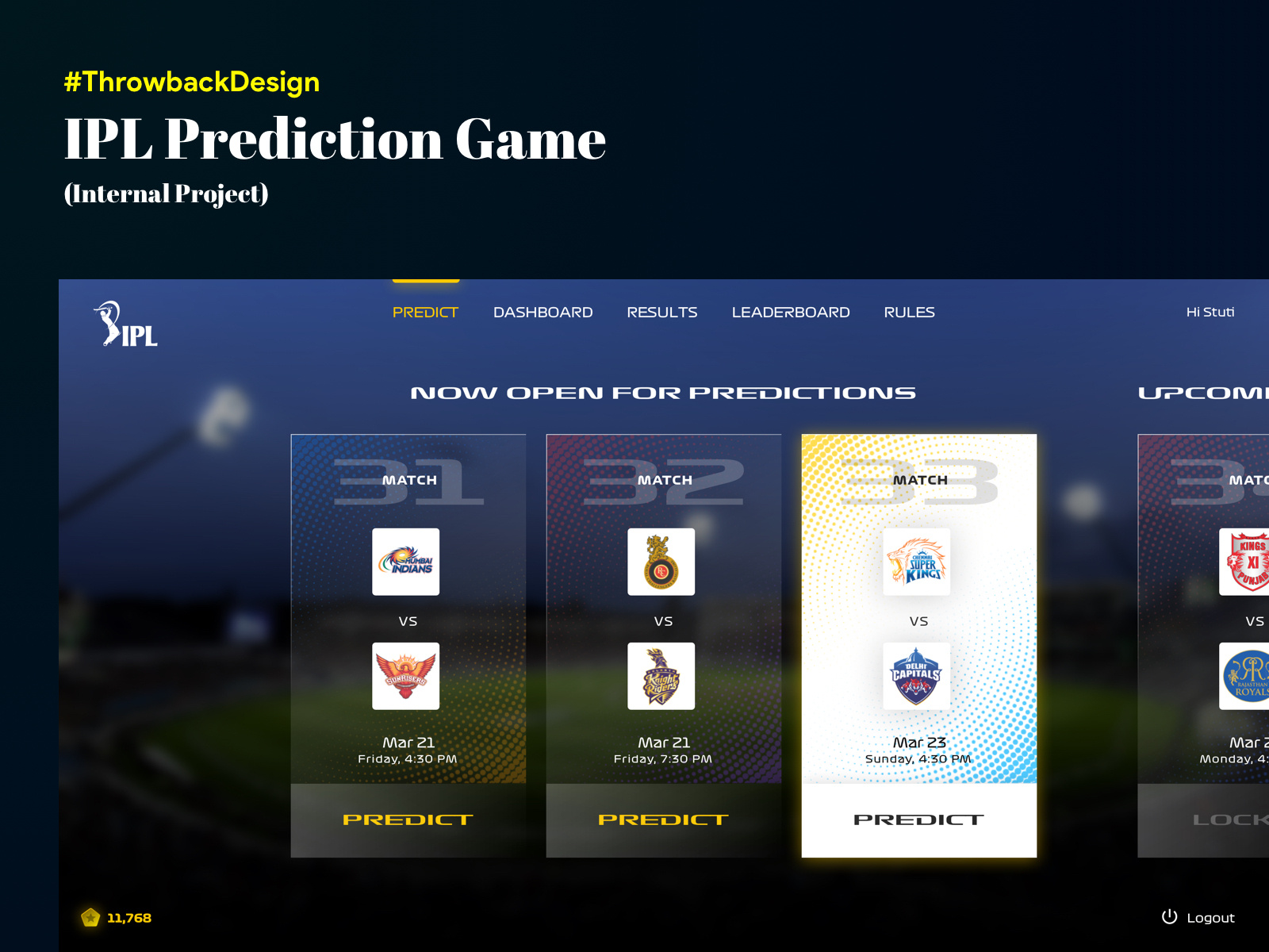 [Concept] IPL Prediction Game Design - with Minimum Graphics by Tanmay ...