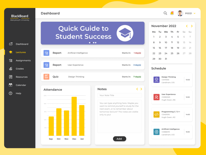 BlackBoard eLearning Platform - Dashboard by Peter Stepien on Dribbble
