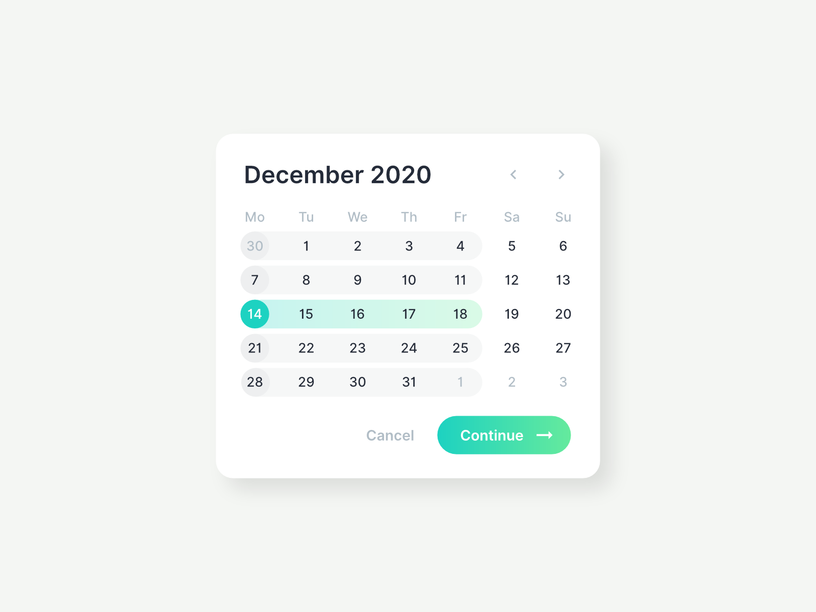 Date Picker | UI Element by JR Sayer on Dribbble