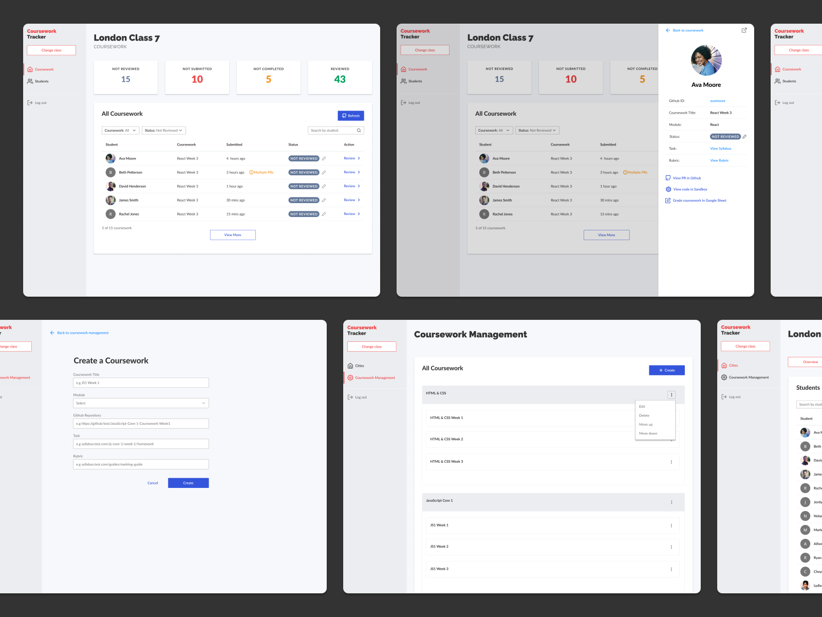 Homework Management Dashboard by Neslihan U. on Dribbble