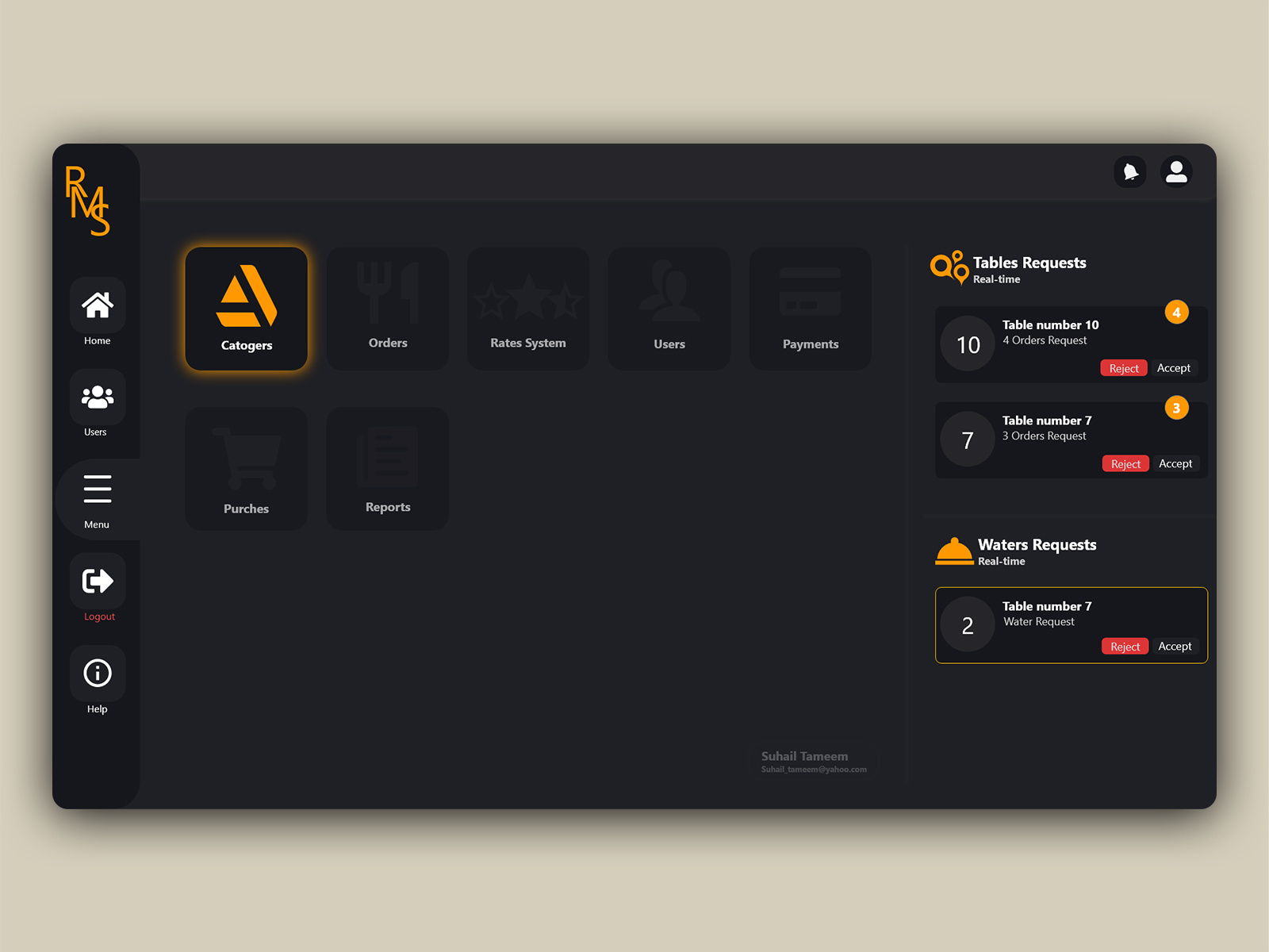 RMS - Main menu - pre design by Suhail Tameem on Dribbble