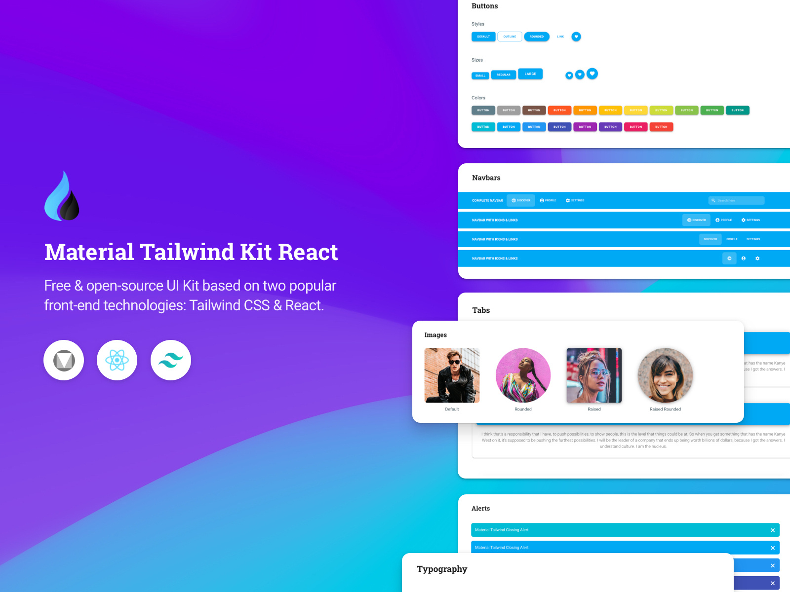 Material Tailwind Kit React by Creative Tim on Dribbble