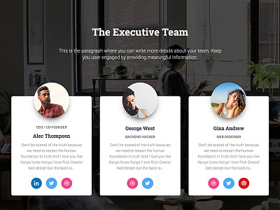 Material Kit PRO - Team Section 1 by Creative Tim on Dribbble