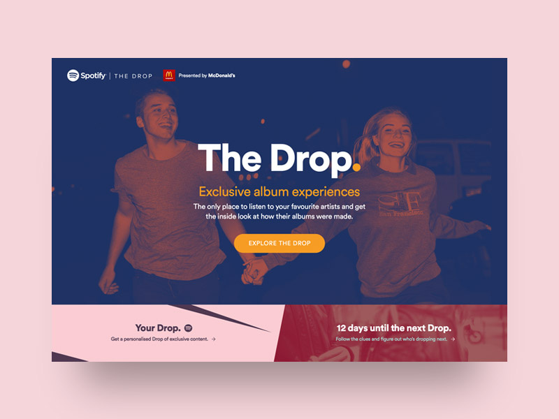 Spotify | The Drop (Pitch) – Landing by Ben Haddock on Dribbble