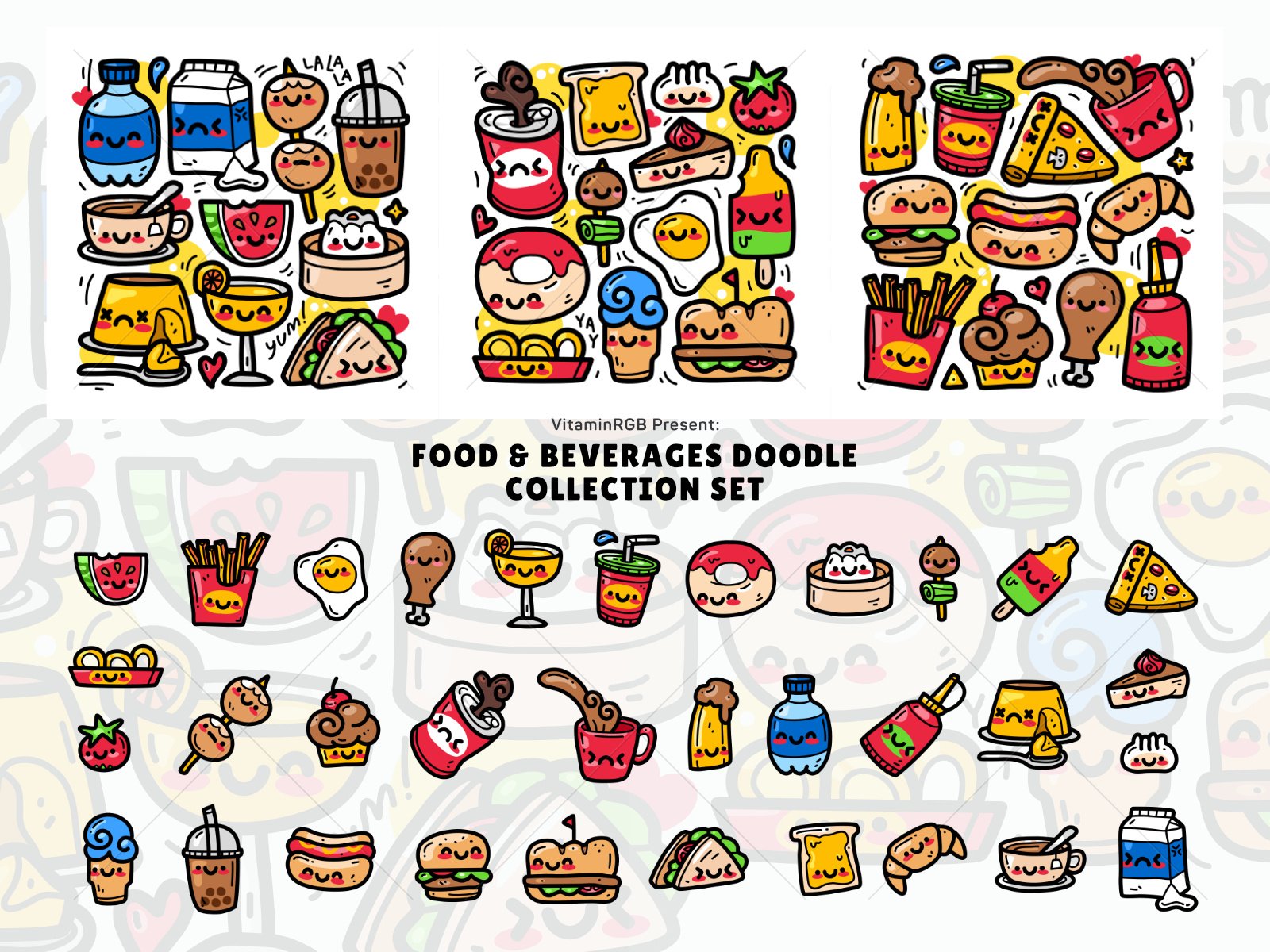 Food and Beverages Doodle Collection Set by Muhamad Rifki Subagja on ...
