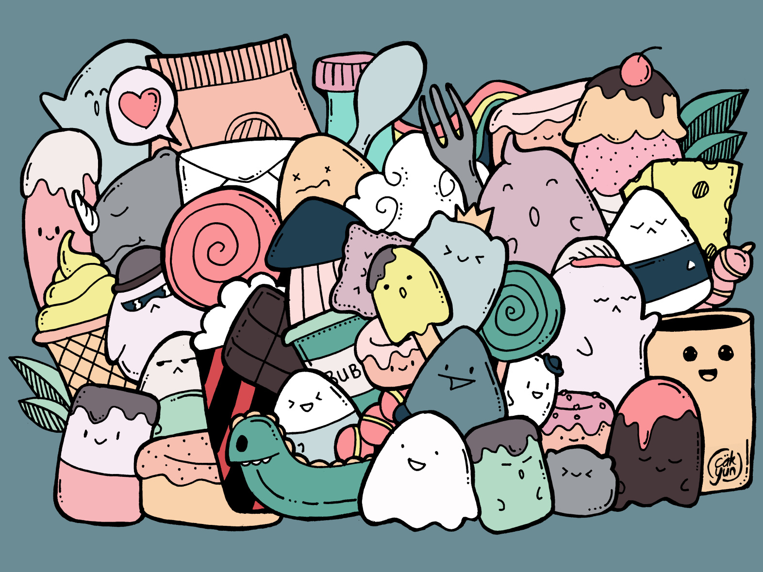 Yummy Doodle in Color by Yunan Helmy Amrulloh on Dribbble