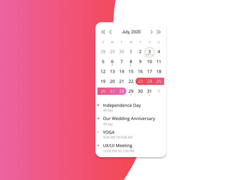 Daily UI #080 - Date Picker by Mehz Kharodawala on Dribbble