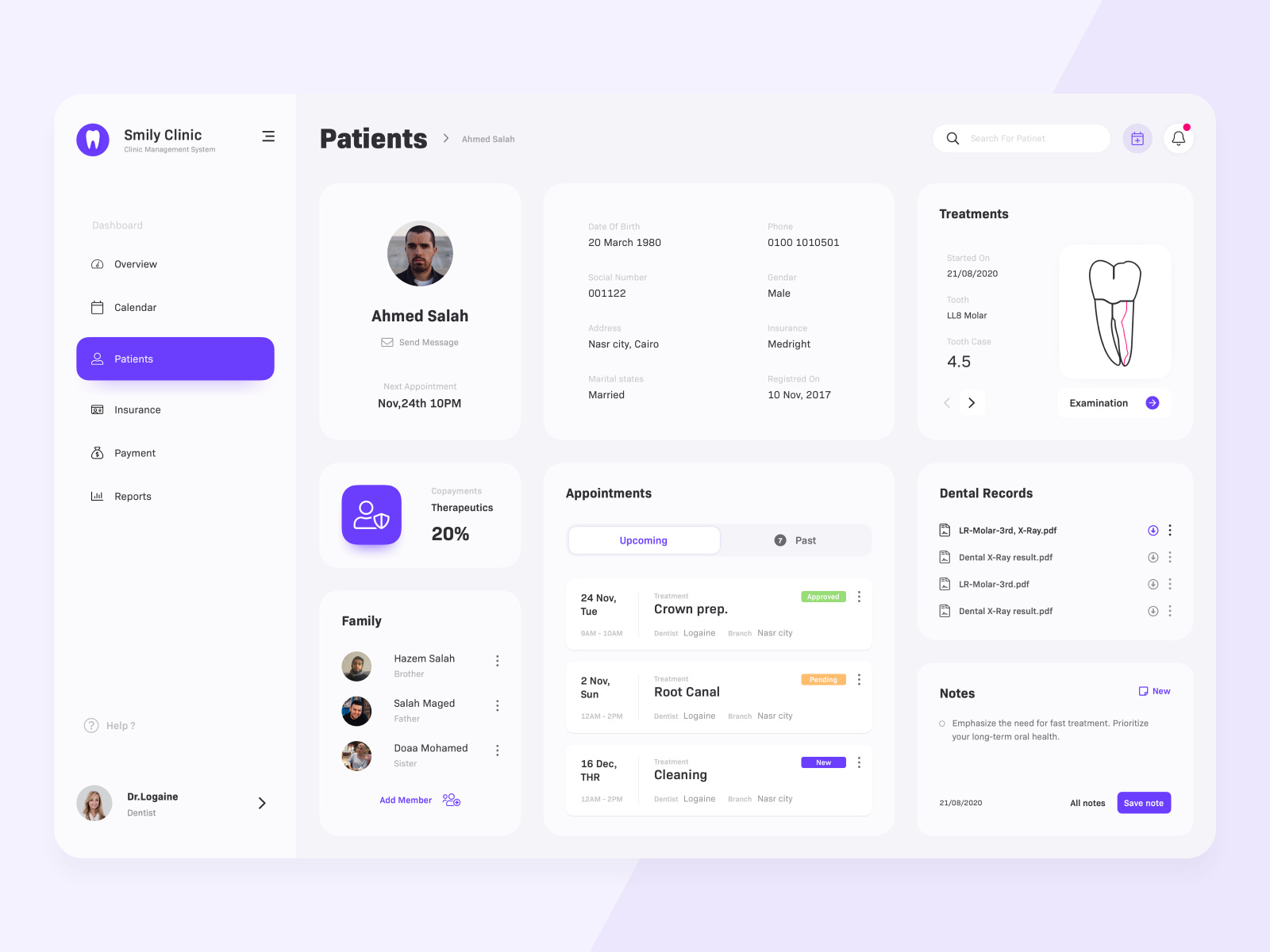 Patient Profile, Clinic App by Abdullah Reda on Dribbble